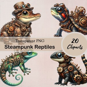 Steampunk Reptiles, 20 PNG Cliparts, Steampunk, Animals, Printable ...