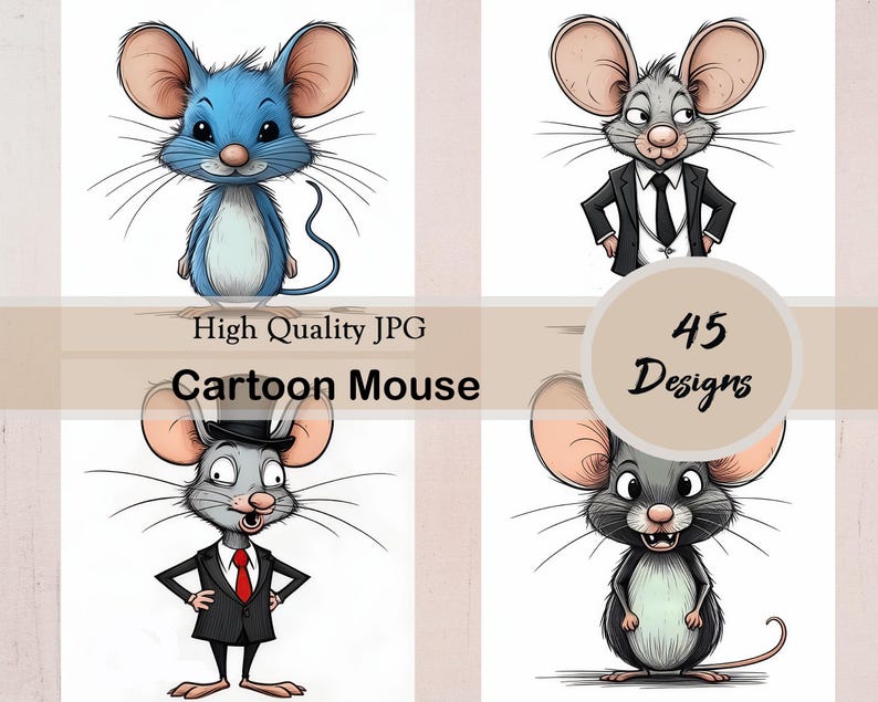 Cartoon Mouse, 45 JPG Images, Baby Room, Baby Shower, Crazy Mouse ...