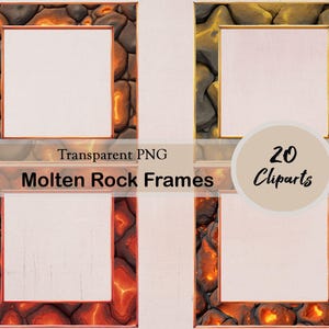 Molten Rock Frames, 20 PNG Cliparts, Lava Frames, Magma Frames, Volcano ...