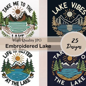 Embroidered Lake, 25 JPG Images, Embroidery, Lake, Landscape, Forest ...