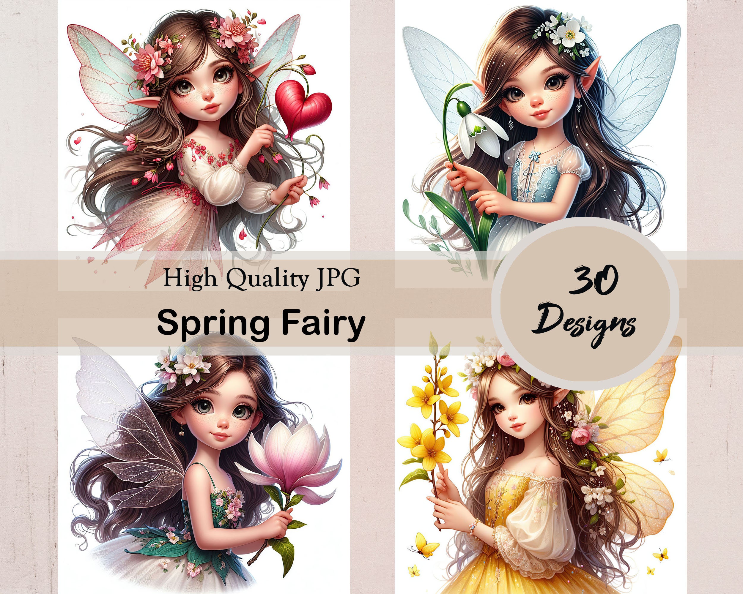 Spring Fairy, 30 Images Jpg, Clipart, Fairy Printables, Crafts, Fantasy ...