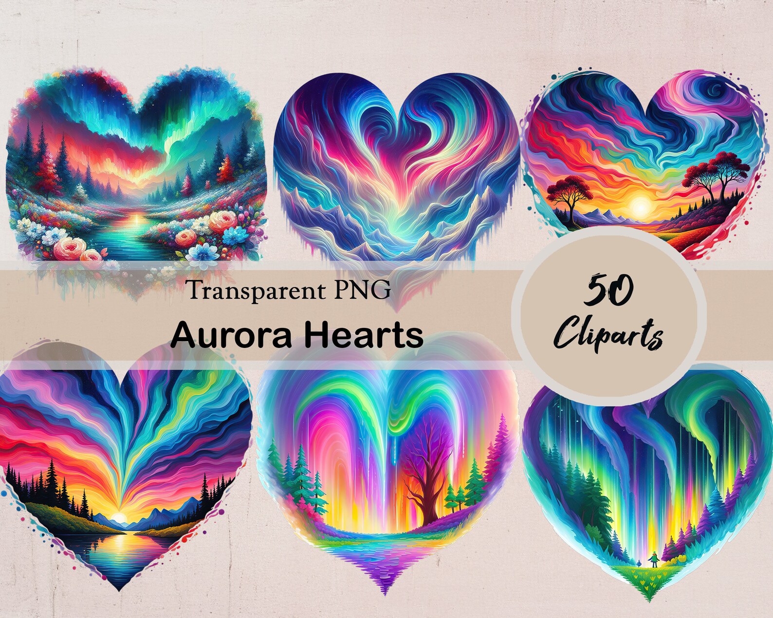 Aurora Hearts, 50 PNG Cliparts, Aurora Borealis, Aurora Australis ...
