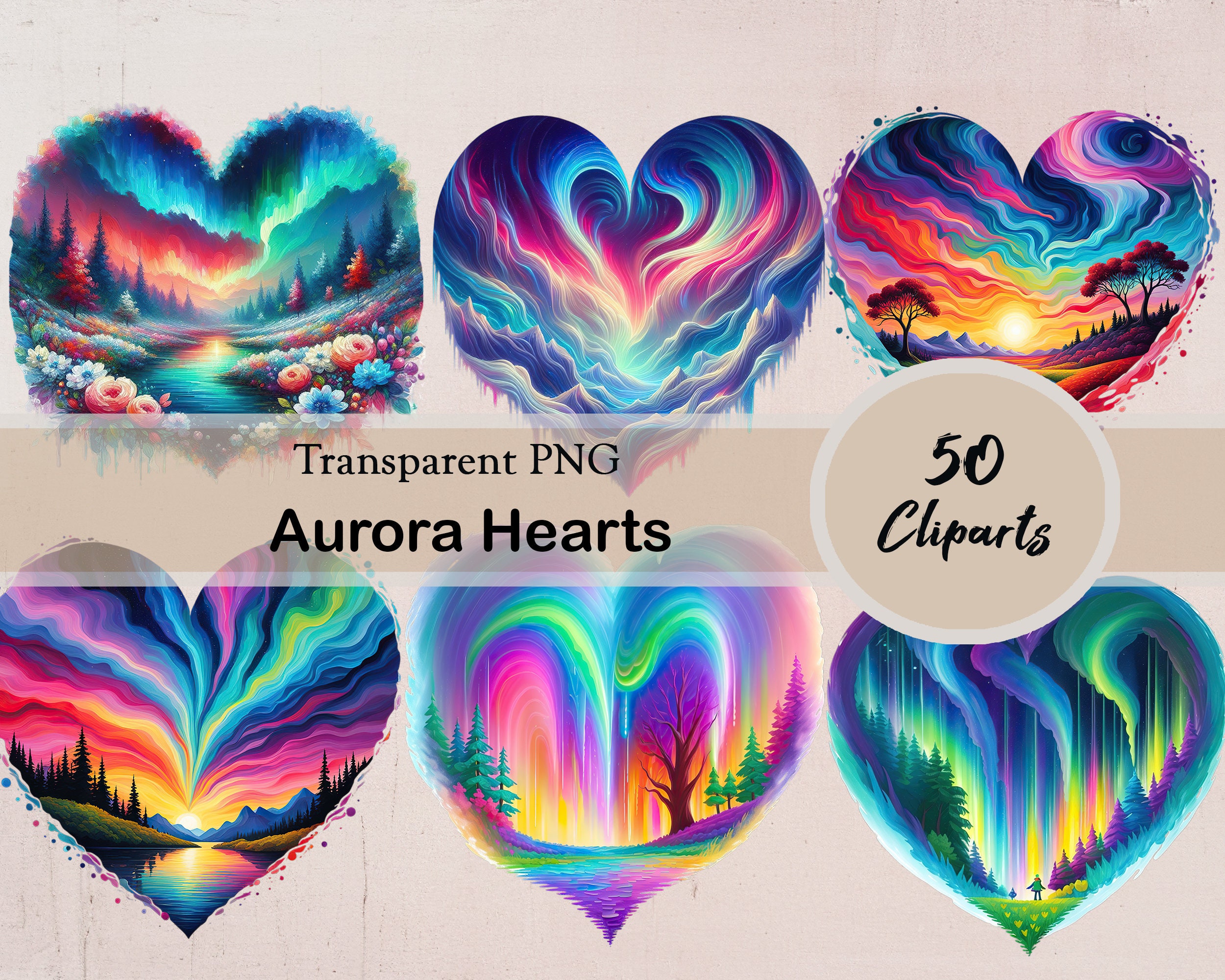 Aurora Hearts, 50 PNG Cliparts, Aurora Borealis, Aurora Australis ...