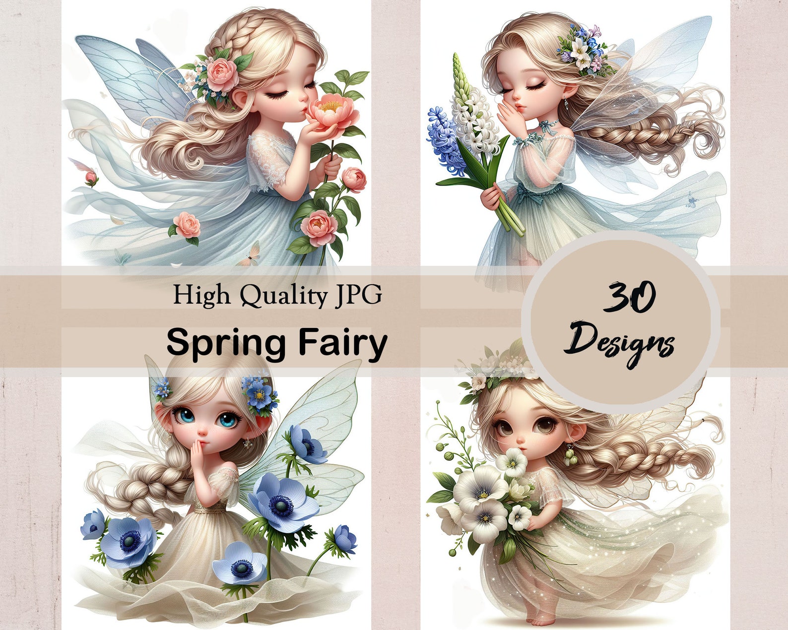 Spring Fairy, 30 Images Jpg, Clipart, Fairy Printables, Crafts, Fantasy ...