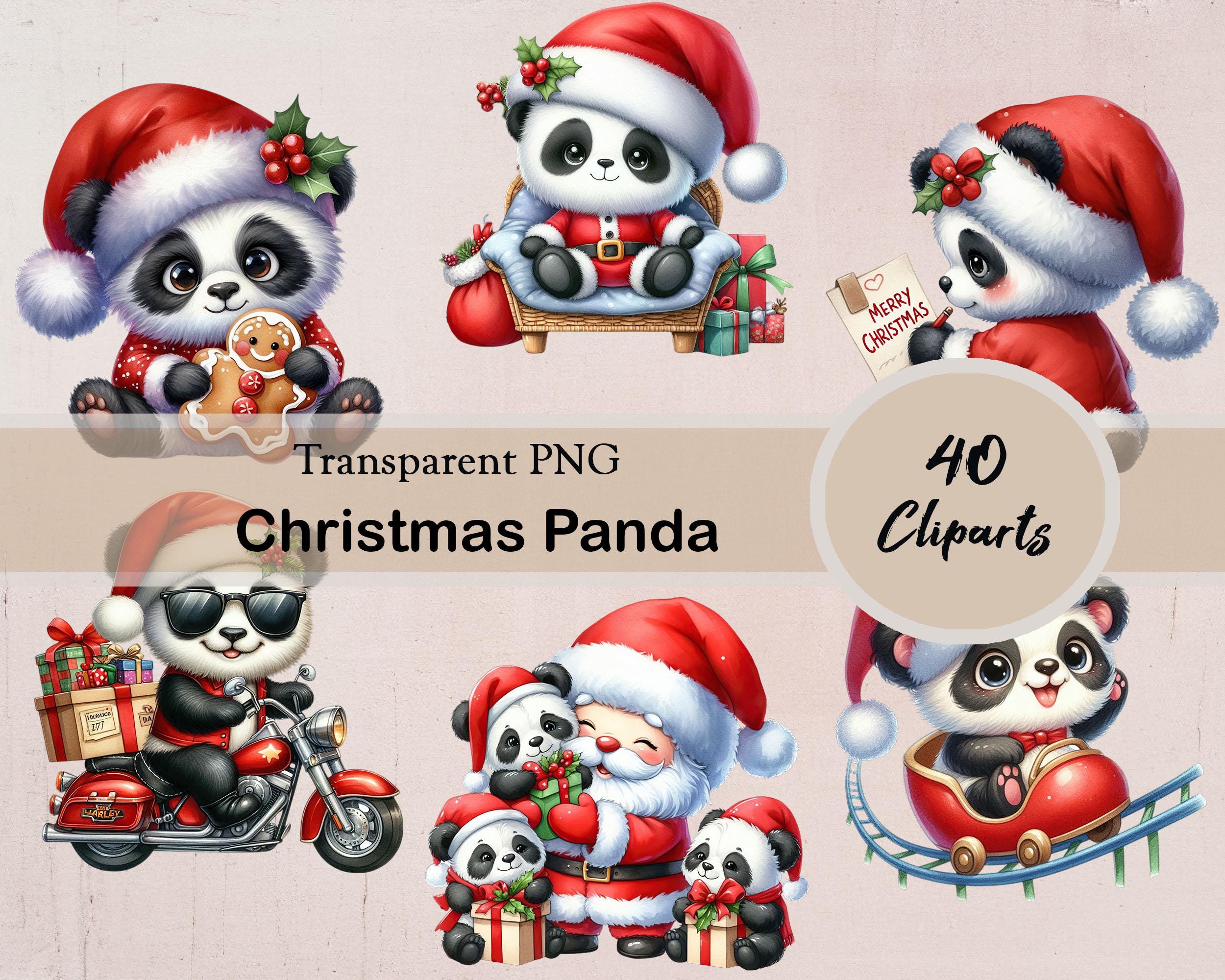 Christmas Panda, 40 PNG Cliparts, Cute Animals, Christmas Animals ...