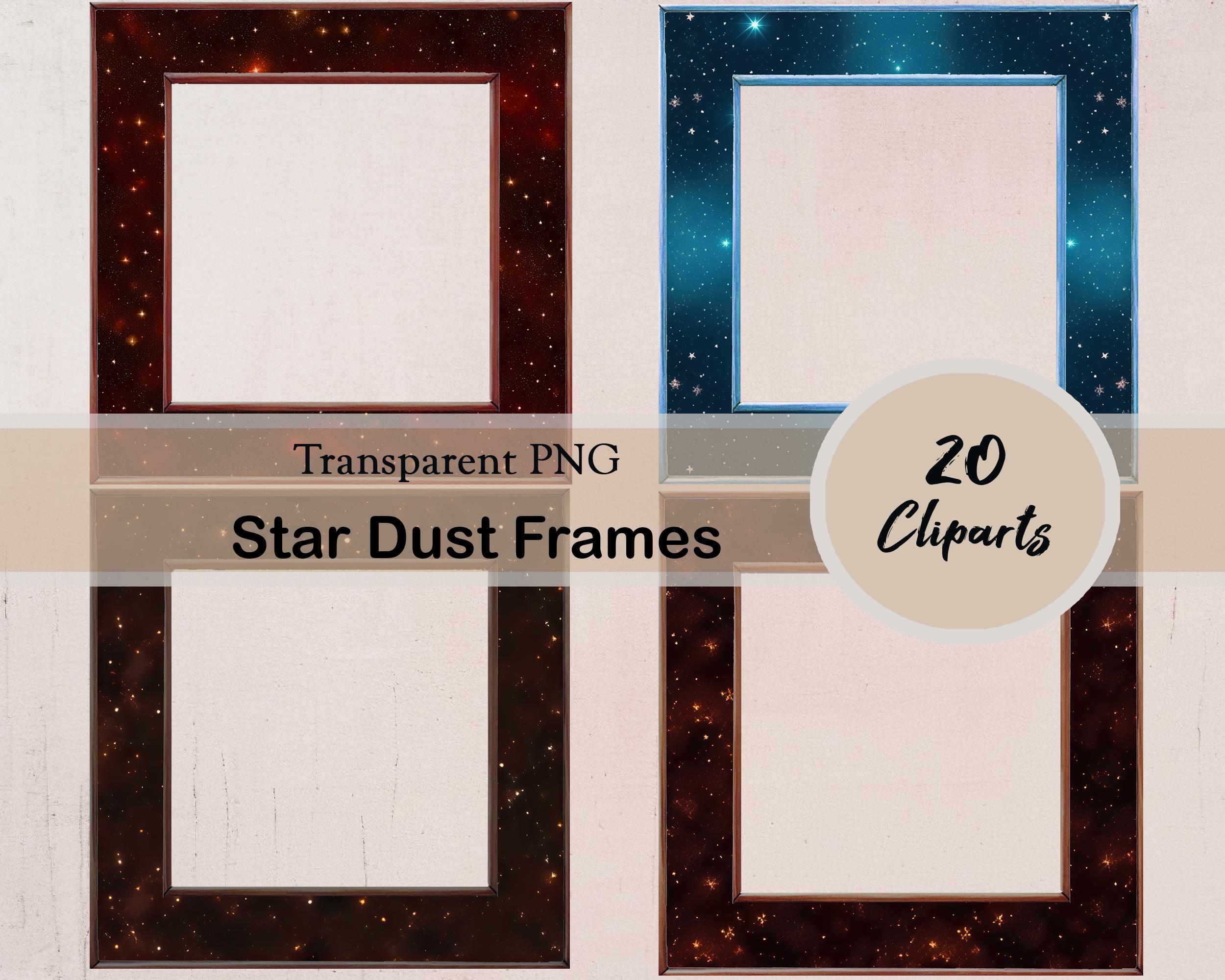 Star Dust Frames, 20 PNG Cliparts, Star Frames, Universe Frames, Space ...