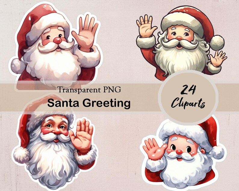Santa Greeting 24 PNG Cliparts, Stickers, Transparent, Santa Claus ...