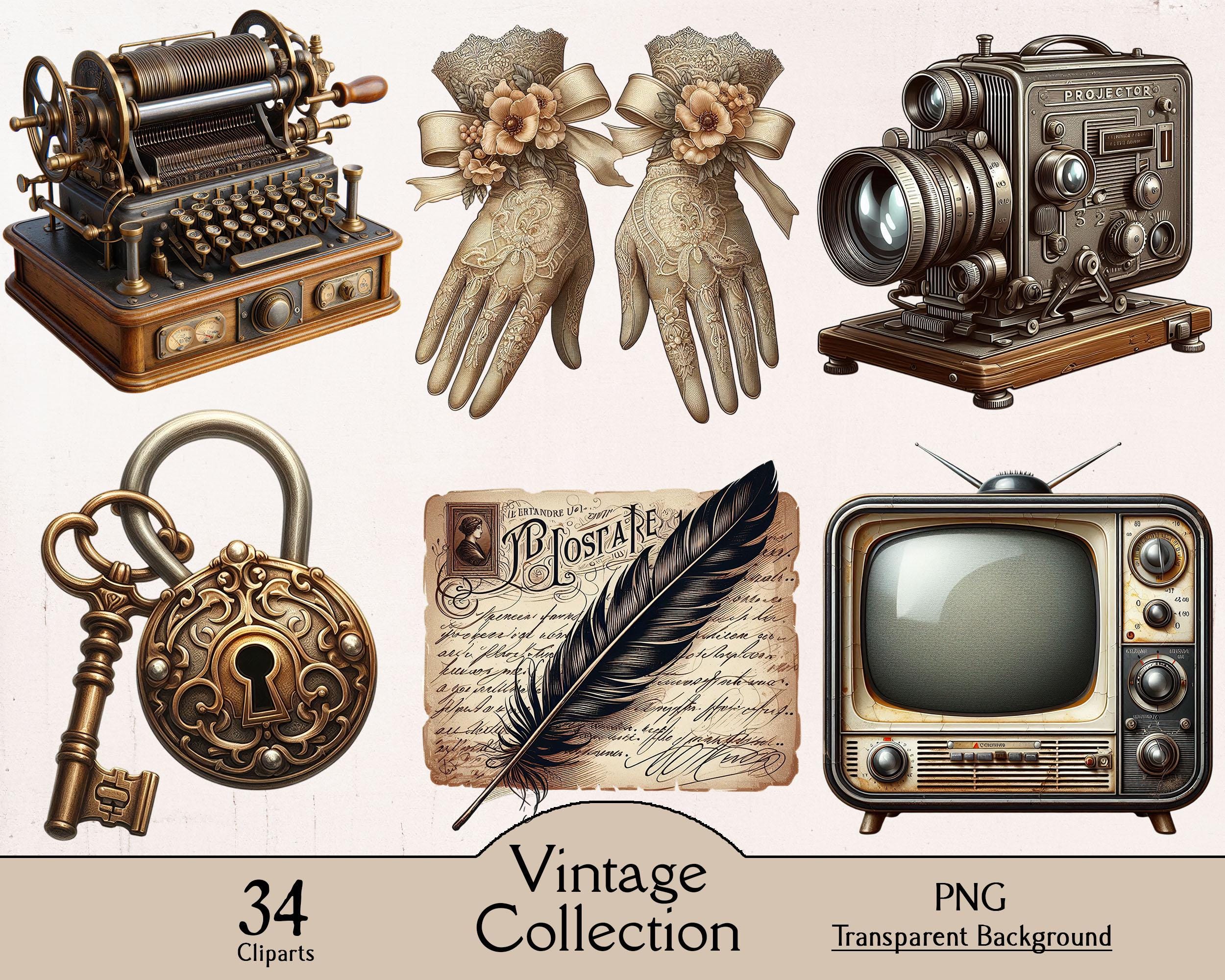 Vintage Collection Clipart, 34 PNG Cliparts With Transparent Background ...