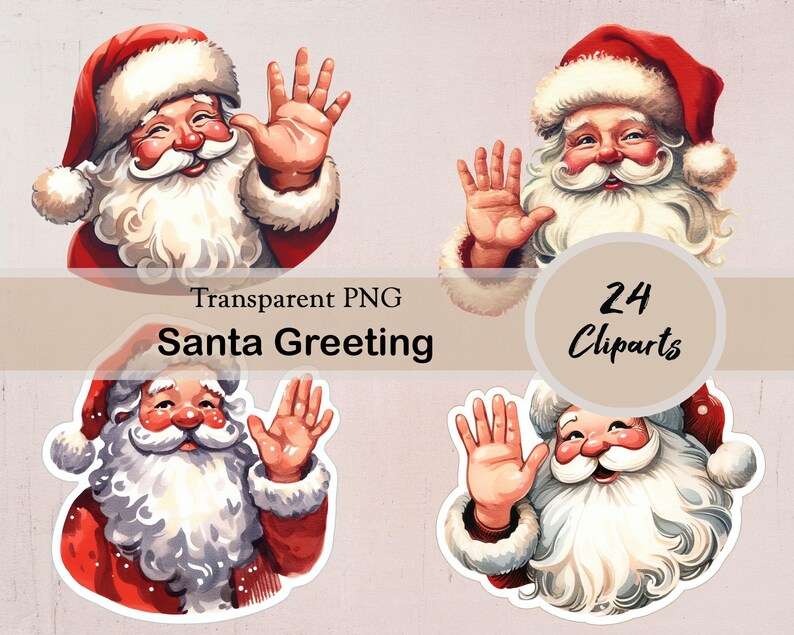 Santa Greeting 24 PNG Cliparts, Stickers, Transparent, Santa Claus ...