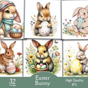 Easter Bunny, 32 Jpg Images, Easter, Spring, Egg, Digital, Download ...