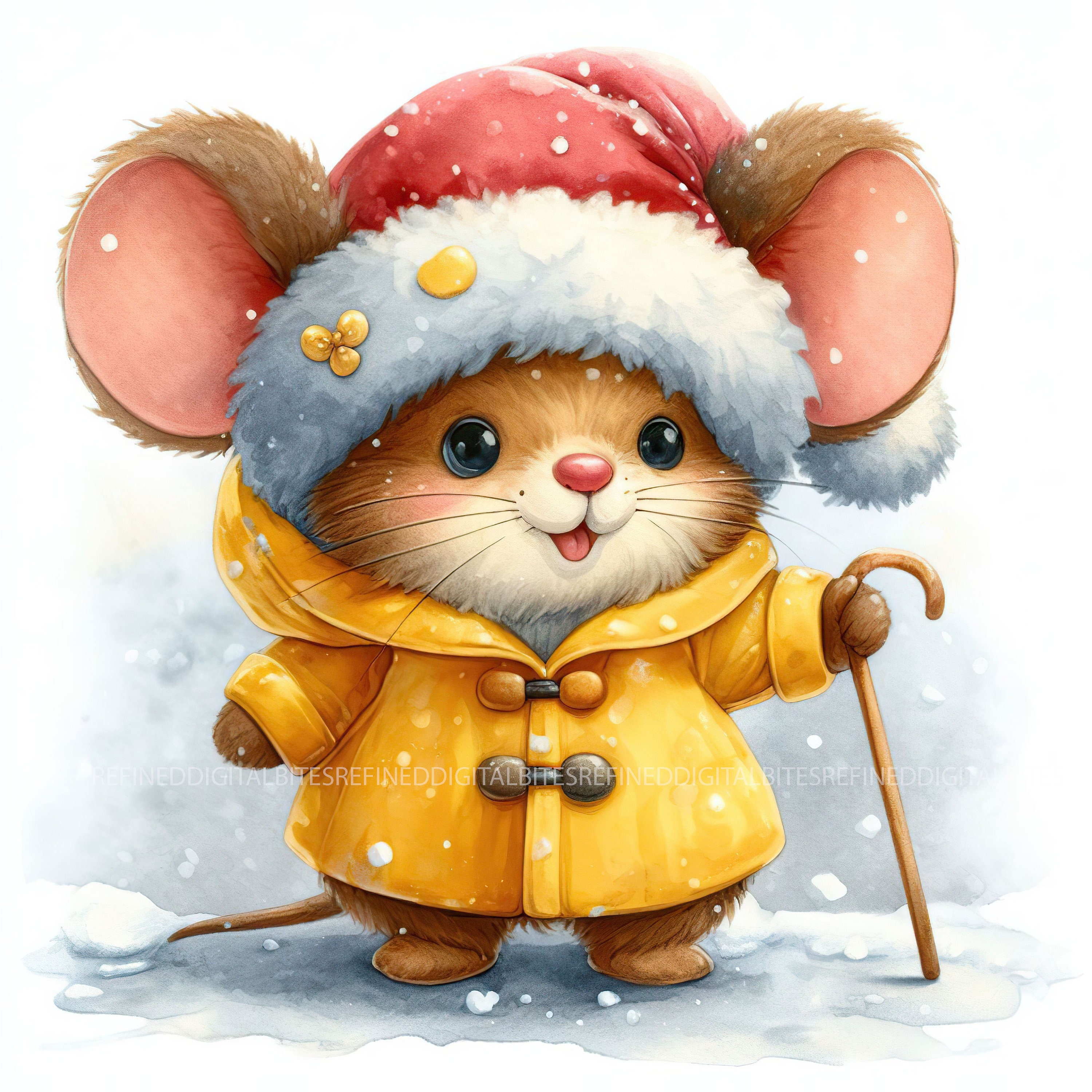 Christmas Mice, 22 JPG Images, Christmas Clipart, Cute Mouse, Winter ...
