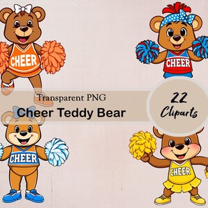 Cheerleader Teddy Bear, 22 PNG Cliparts, Cartoon Teddy Ear, Cheer ...
