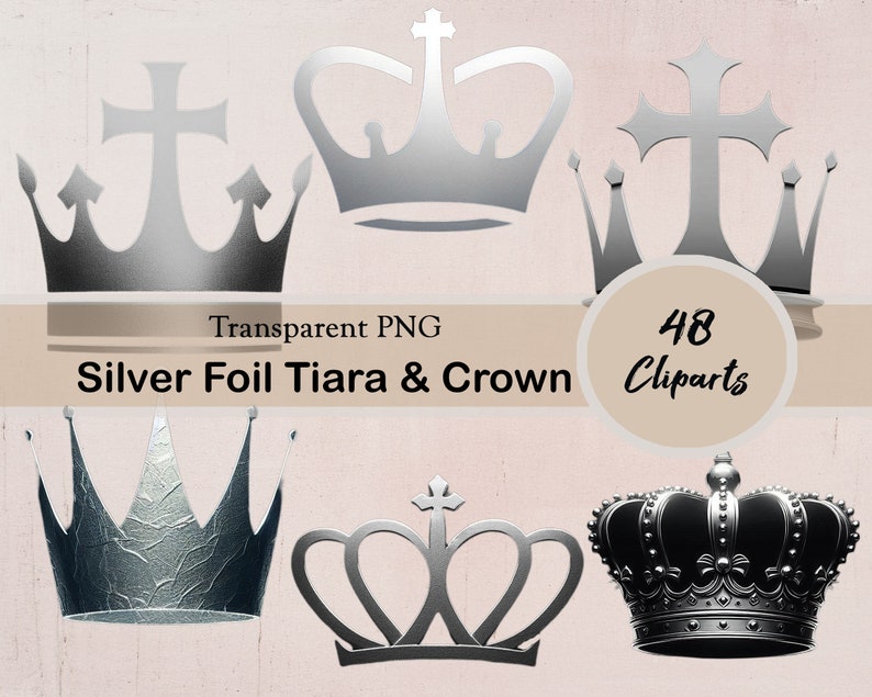 Silver Foil, Tiara, Crown, 48 PNG Cliparts, Silver Foil Tiara, Silver ...