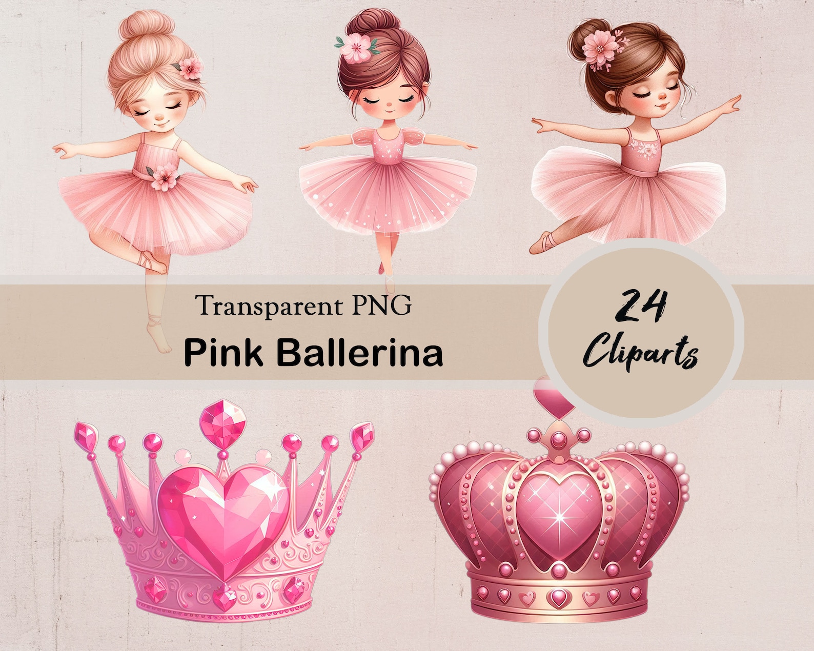 Pink Ballerina, 24 PNG Cliparts, Ballerina, Girl, Digital, Clipart ...