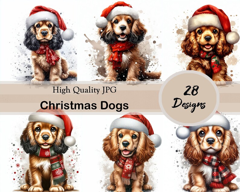 Beautiful Christmas Dogs , 28 High Quality Jpg Images 4096x4096 - Etsy