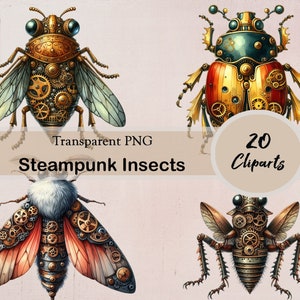 Steampunk Insects, 20 PNG Cliparts, Steampunk, Insect, Printable ...