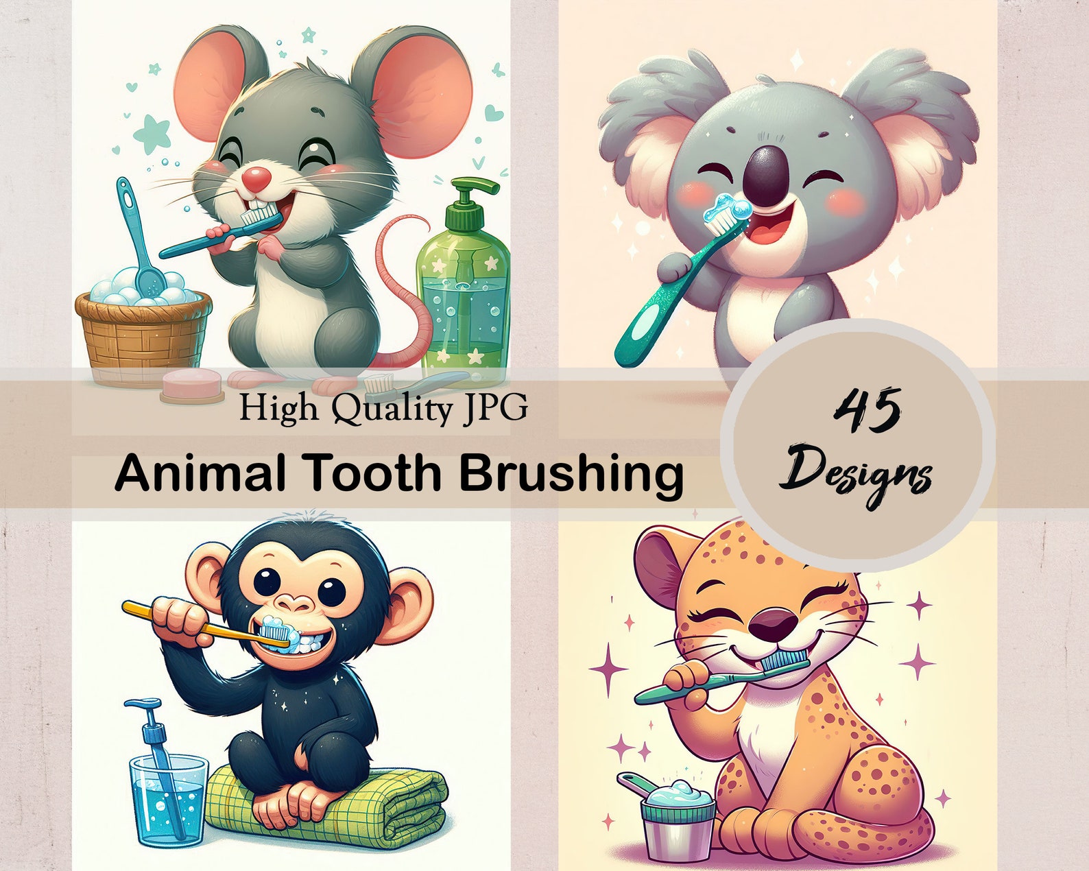 Animal Tooth Brushing, 45 JPG Images, White Teeth, Individual Cleaning ...