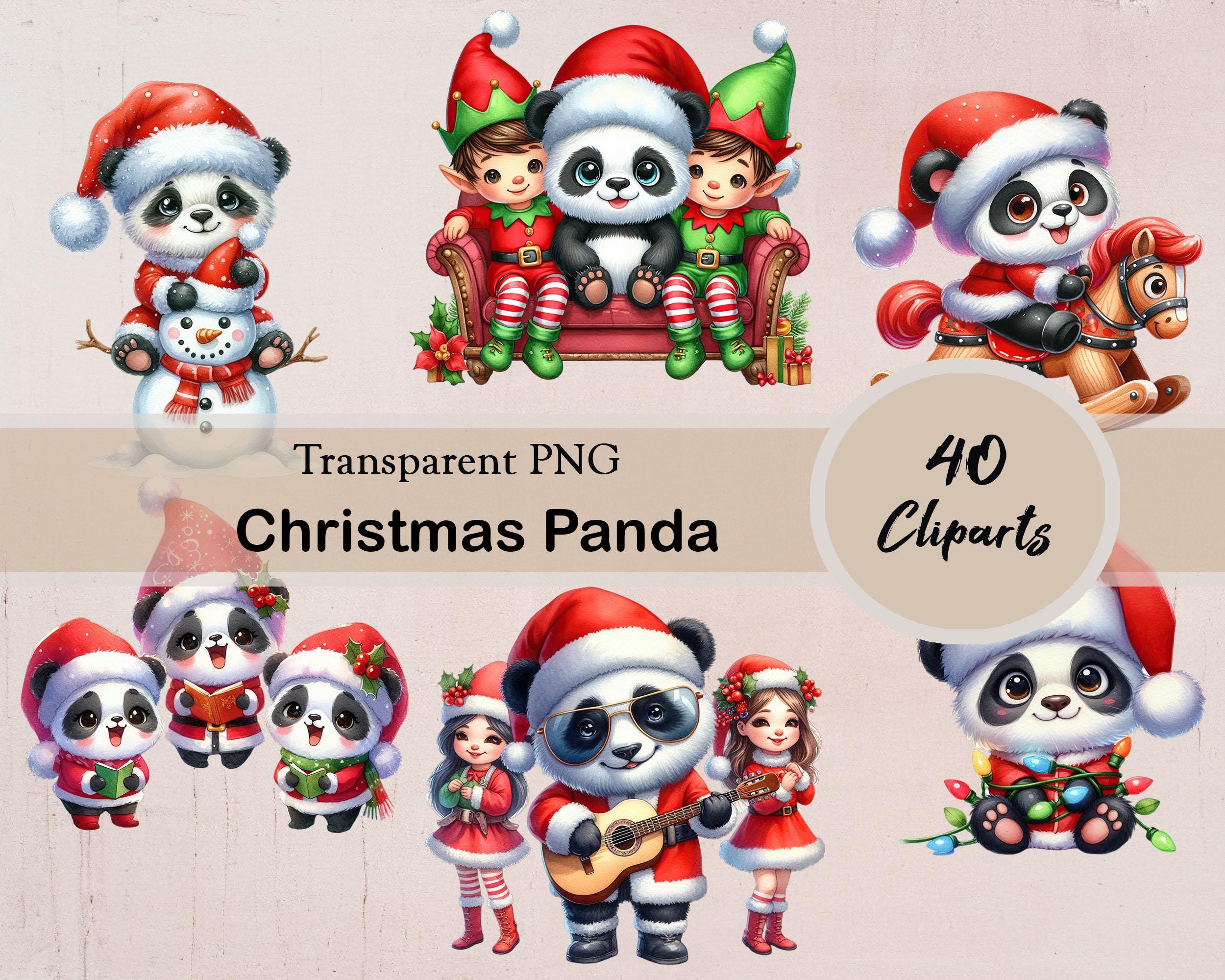 Christmas Panda, 40 PNG Cliparts, Cute Animals, Christmas Animals ...