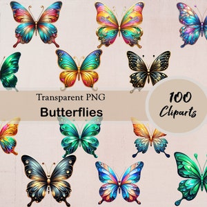 Butterflies, 100 PNG Cliparts, Colored Butterfly, Rainbow Butterfly ...