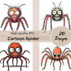 Cartoon Spider, 20 JPG Images, Baby Room, Baby Shower, Funny Spider ...