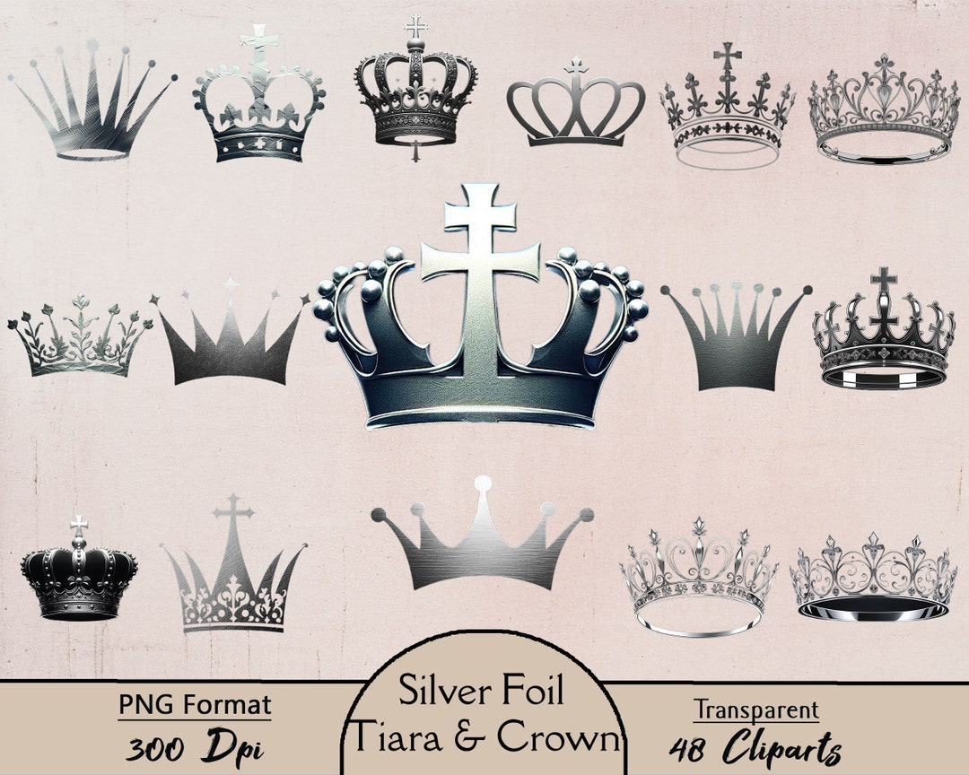 Silver Foil, Tiara, Crown, 48 PNG Cliparts, Silver Foil Tiara, Silver ...