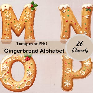 Gingerbread Alphabet Clipart, Christmas Alphabet, 26 PNG Cliparts ...