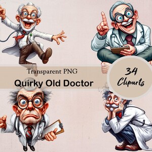 Quirky Old Doctor Clipart, Funny Old Medicine, 34 PNG Cliparts, Funny ...