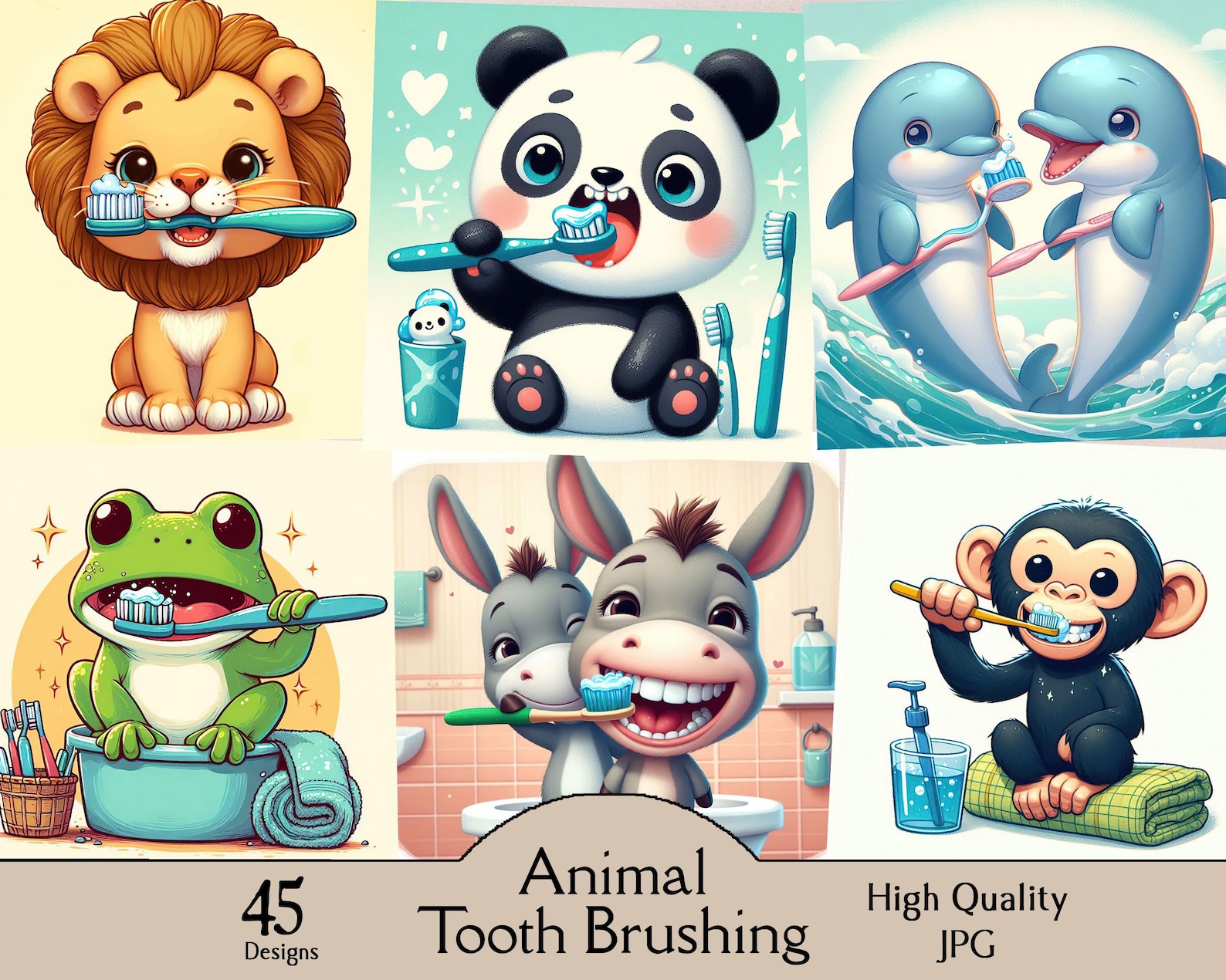 Animal Tooth Brushing, 45 JPG Images, White Teeth, Individual Cleaning ...