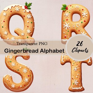 Gingerbread Alphabet Clipart, Christmas Alphabet, 26 PNG Cliparts ...