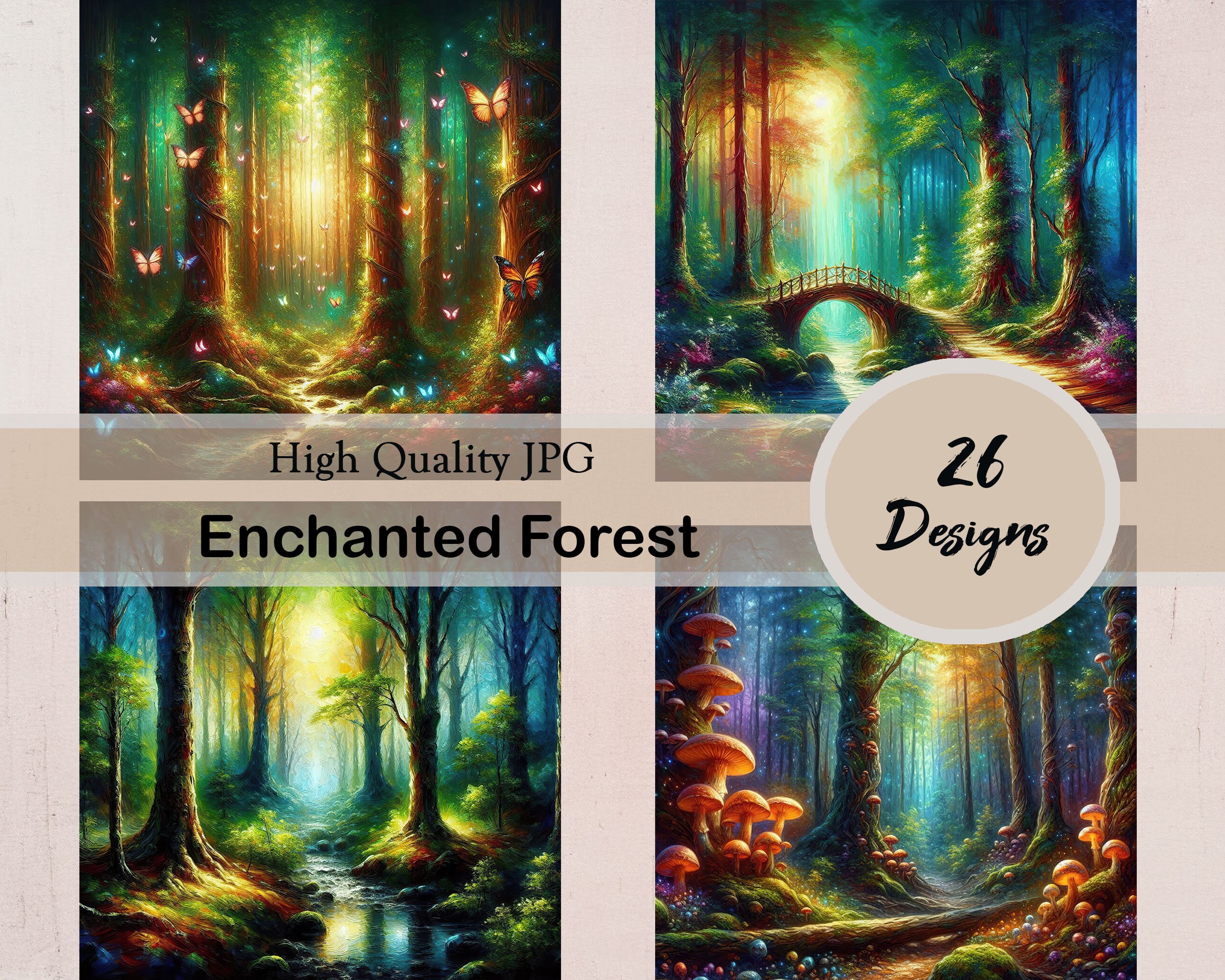 Enchanted Forest, 26 JPG Images, Forest Backdrop, Fairy Forest, Elven ...