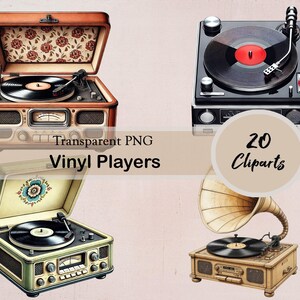 Vinyl Player, 20 PNG Cliparts, Record Player, Vintage Music, Retro ...