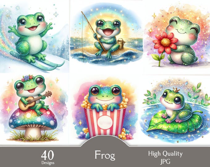Frog Clip Art, Funny Baby Animal Clipart, 10 PNG Leopard Print Bow Baby ...