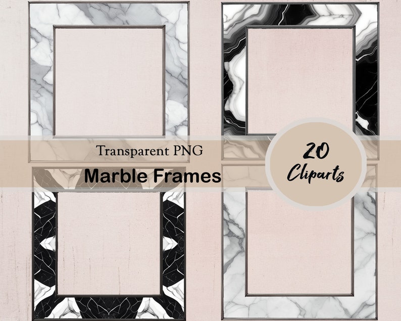 Marble Frames, 20 PNG Cliparts, Overlay, Marble, Design, White, Black ...