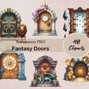 Fantasy Door, Magic Door, Castle Door, 48 PNG Cliparts, Garden Door ...