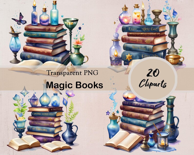 Magic Books,20 PNG Cliparts Transparent, Fantasy, Whimsical, Spell ...
