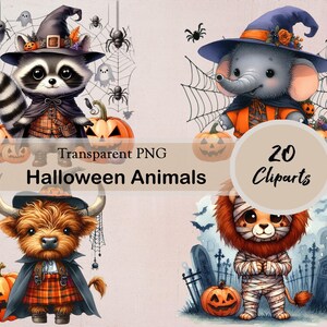 Halloween Animals, 20 PNG Cliparts, Cute Halloween Animals, Cliparts ...