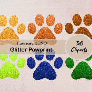 Glitter Pawprint, 30 PNG Cliparts, Glitter, Dog Paws, Clipart ...