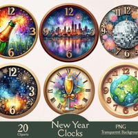 Happy New Year 2025 Clipart - 13 High Quality Jpgs, Digital Paper ...