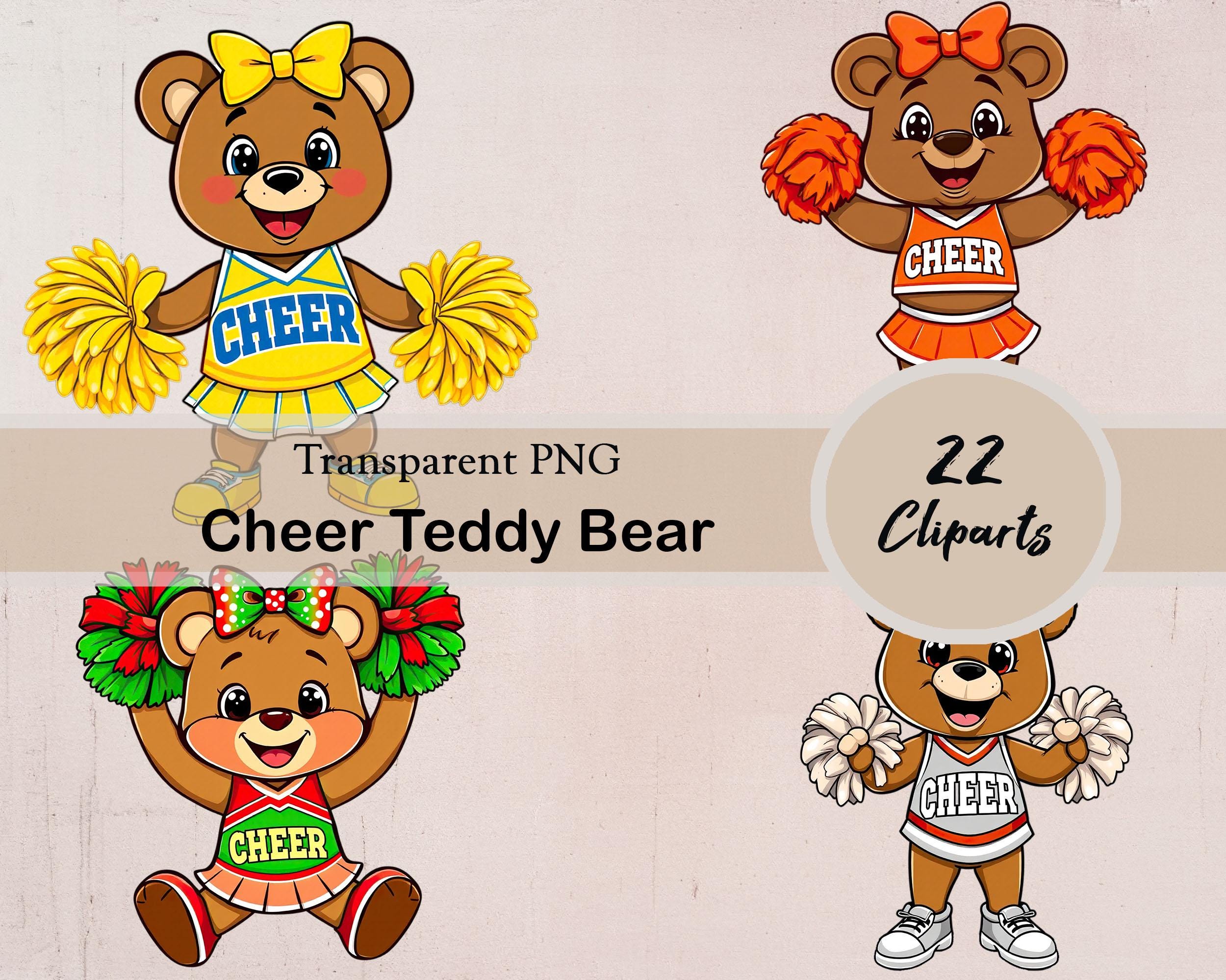Cheerleader Teddy Bear, 22 PNG Cliparts, Cartoon Teddy Ear, Cheer ...