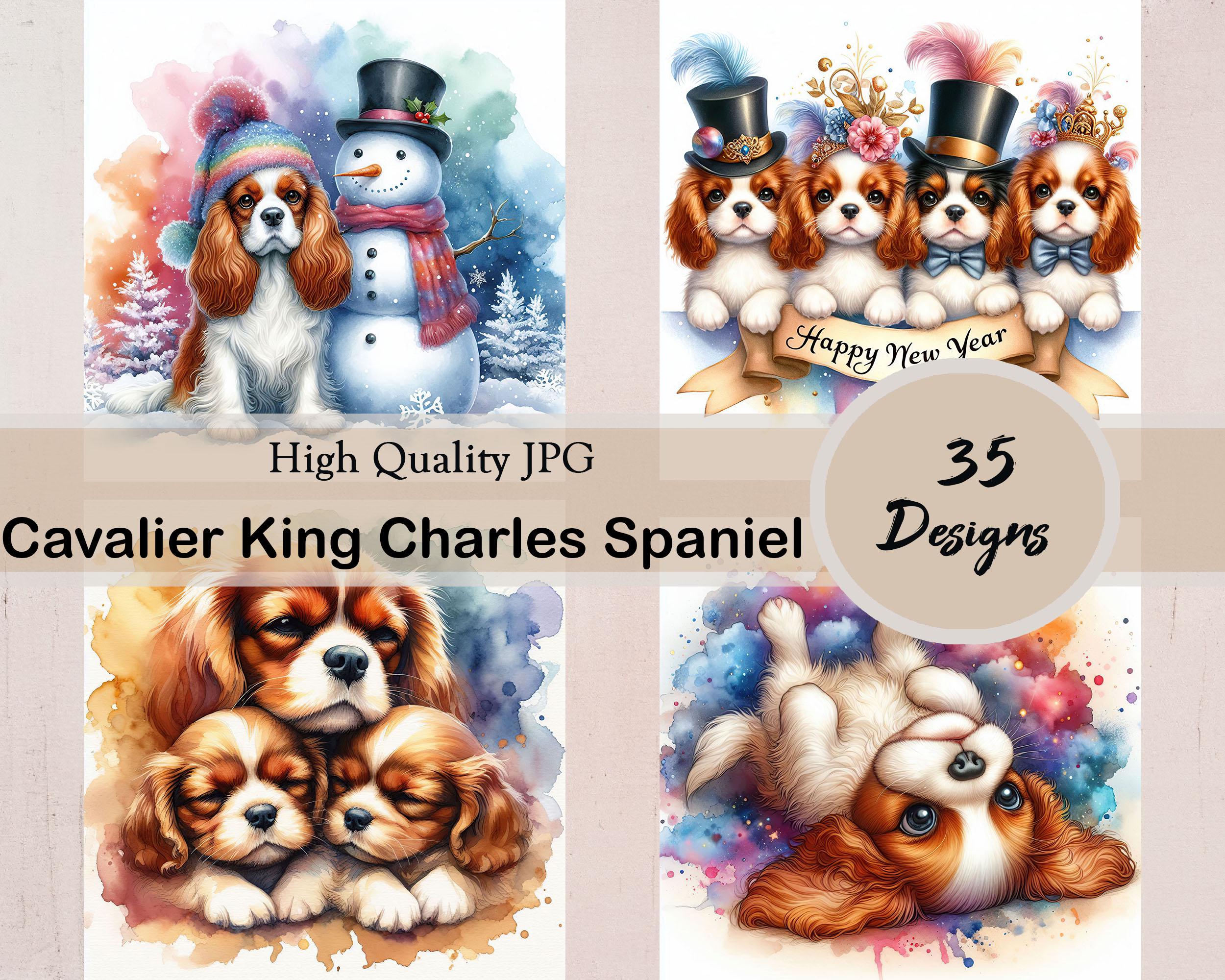Cavalier King Charles Spaniel, 35 JPG Images, Dog Clipart, Portrait ...