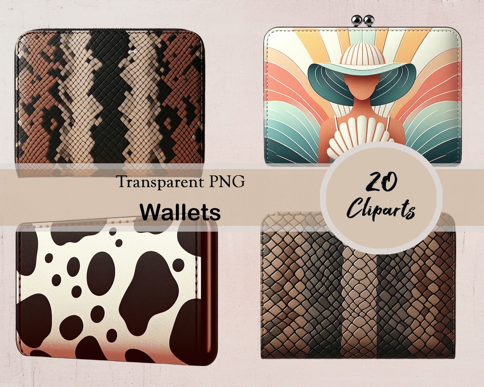 Wallets, 20 PNG Cliparts, Woman Wallet, Summer Wallet, Leather Wallet ...