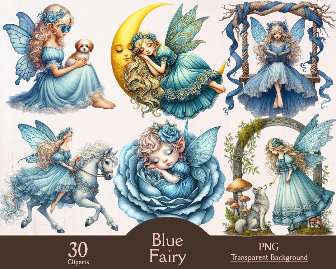 Blue Fairy Clipart, 30 PNG Cliparts With Transparent Background ...