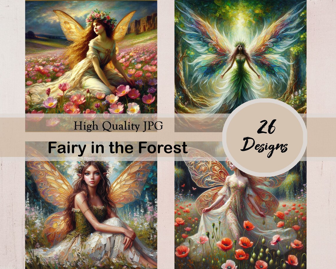 Fairy in the Forest, 26 Jpg Images, Fairy, Digital, Download, Forest ...