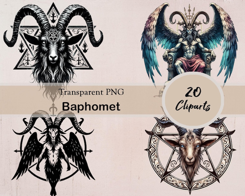 Baphomet Clipart, Occult Deity Symbol, 20 PNG Cliparts, Gothic Pagan ...