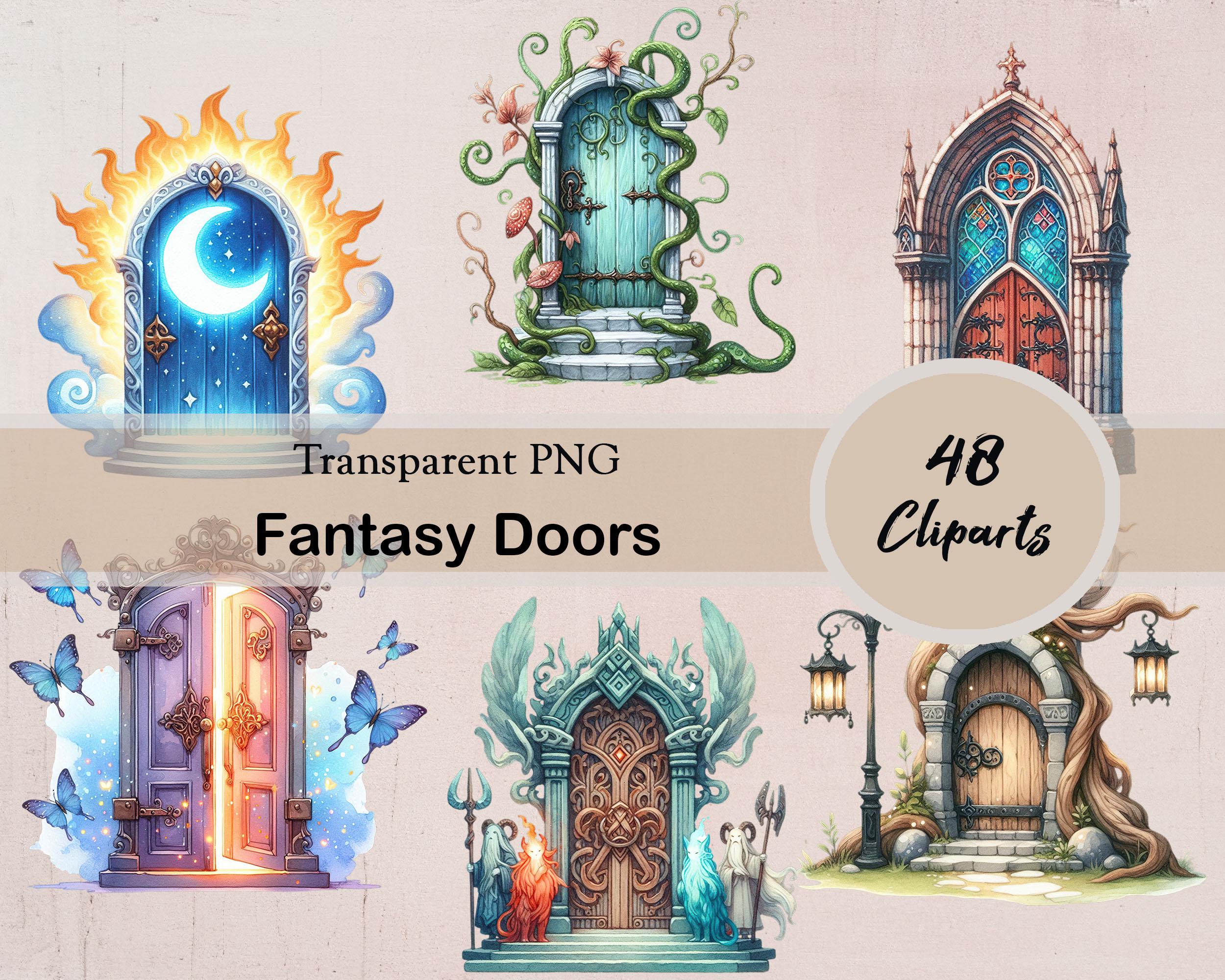 Fantasy Door, Magic Door, Castle Door, 48 PNG Cliparts, Garden Door ...