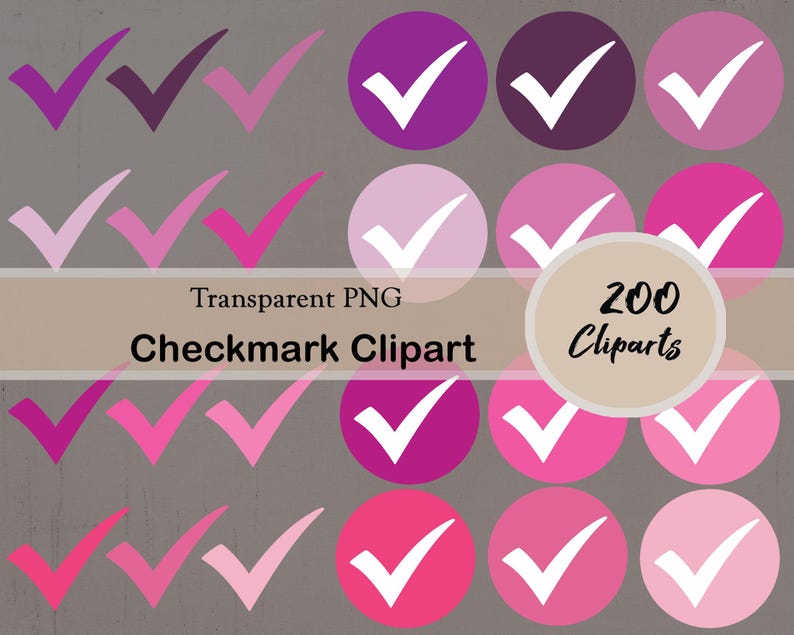 Checkmark Clipart, 100 Colors, 200 Cliparts, Rainbow Colors, School ...