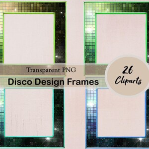 Disco Frames, 26 PNG Cliparts, Overlay, Disco Ball, Disco Mirror ...