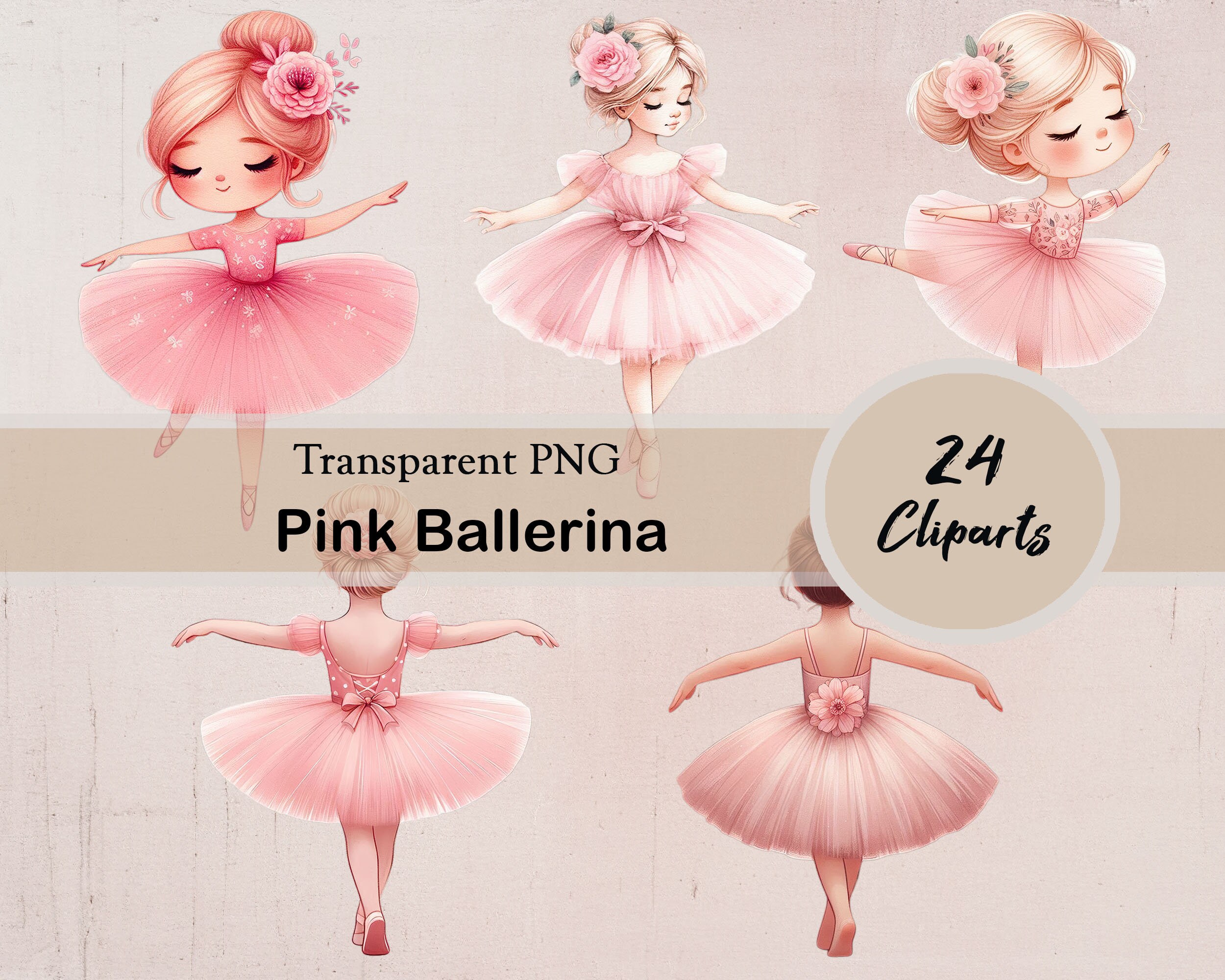Pink Ballerina, 24 PNG Cliparts, Ballerina, Girl, Digital, Clipart ...