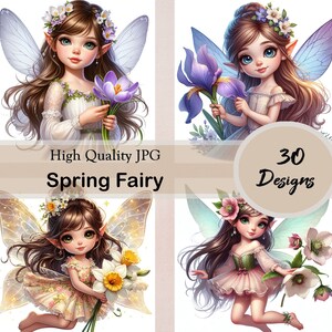 Spring Fairy, 30 Images Jpg, Clipart, Fairy Printables, Crafts, Fantasy ...