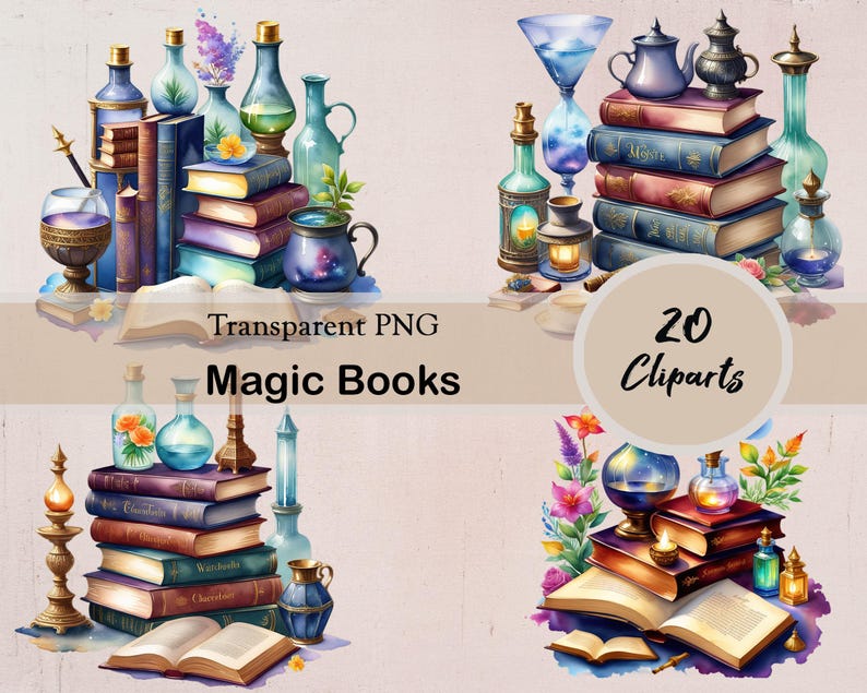 Magic Books,20 PNG Cliparts Transparent, Fantasy, Whimsical, Spell ...
